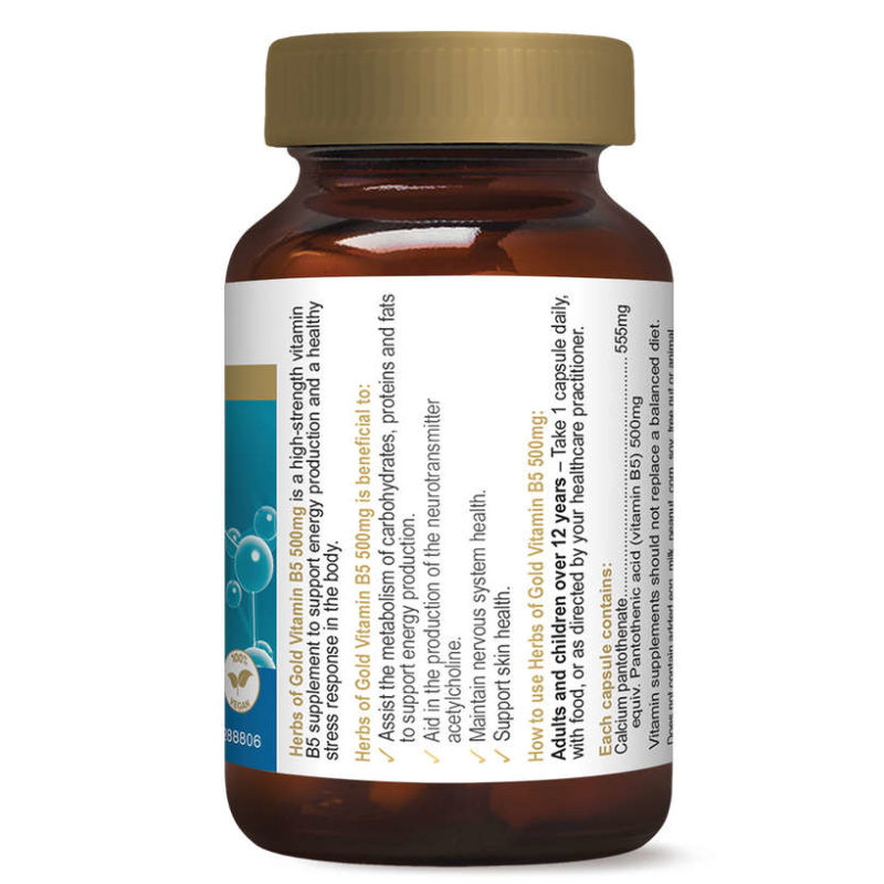 Herbs of Gold - Vitamin B5 500mg - Elite Health Supplements